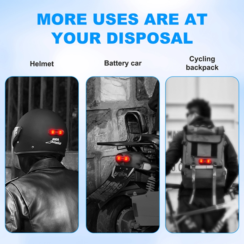 LED Helmet Light,Motorcycle Helmet Brake Light Rechargeable Bike Rear ...
