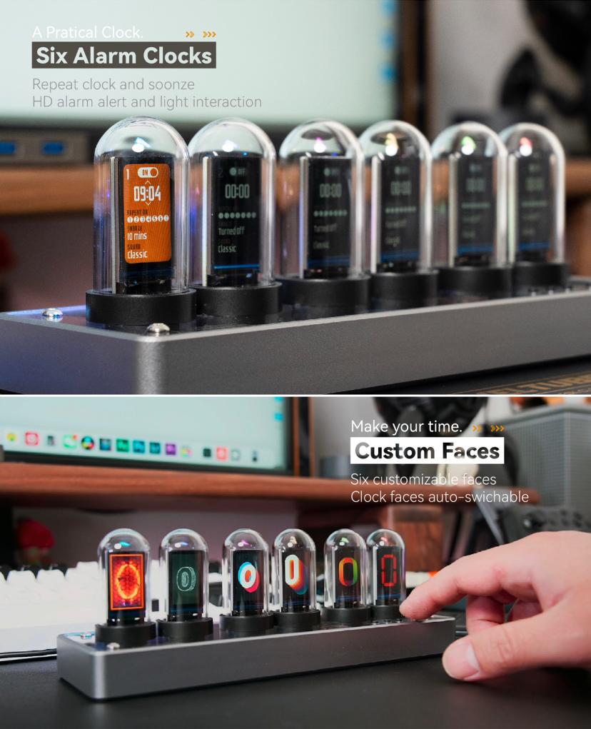 Marvel Tubes RGB LED Tube Clock Vintage Digital Nixie Clock Photo ...