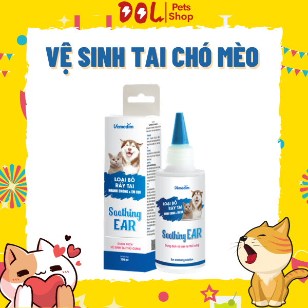 Dung dịch vệ sinh tai chó mèo Soothing Ear Vemedim giúp loại bỏ ráy tai ...