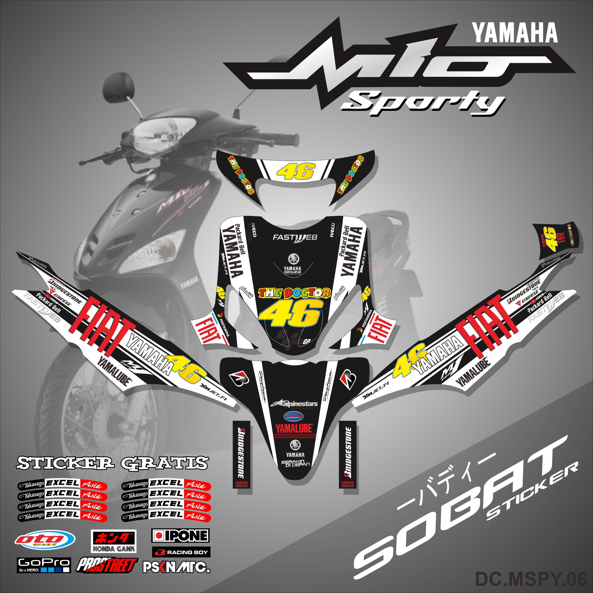 DECAL FULL BODY MIO SPORTY 2005-2012 - DECAL STICKER FULL BLOCK YAMAHA ...