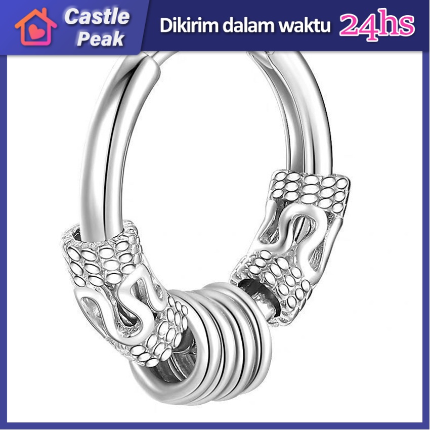 Anting Tindik Bahan Titanium 2 Warna Gaya Punk Untuk Pria Dan Wanita ...