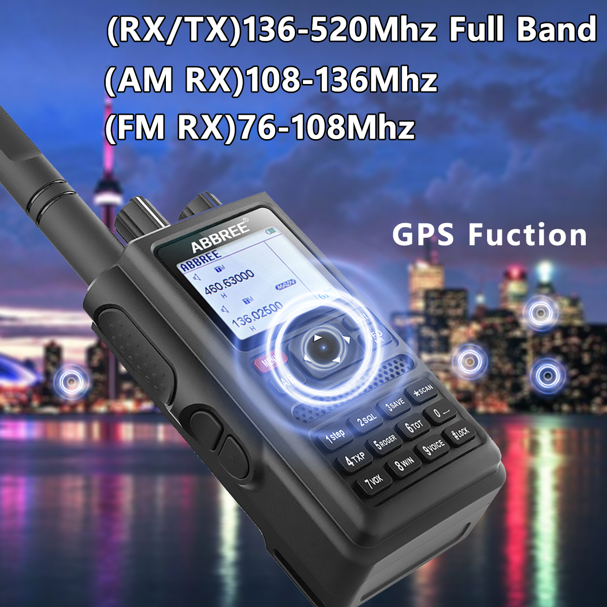 AR-F8 123-520Mhz Full Band Walkie Talkie outdoor handheld Radio GPS ...