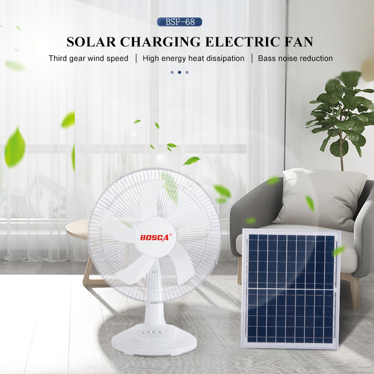 BOSCA 12" Solar Rechargeable Fan 15W Desk Fan Table Fan Solar panel 12W ...