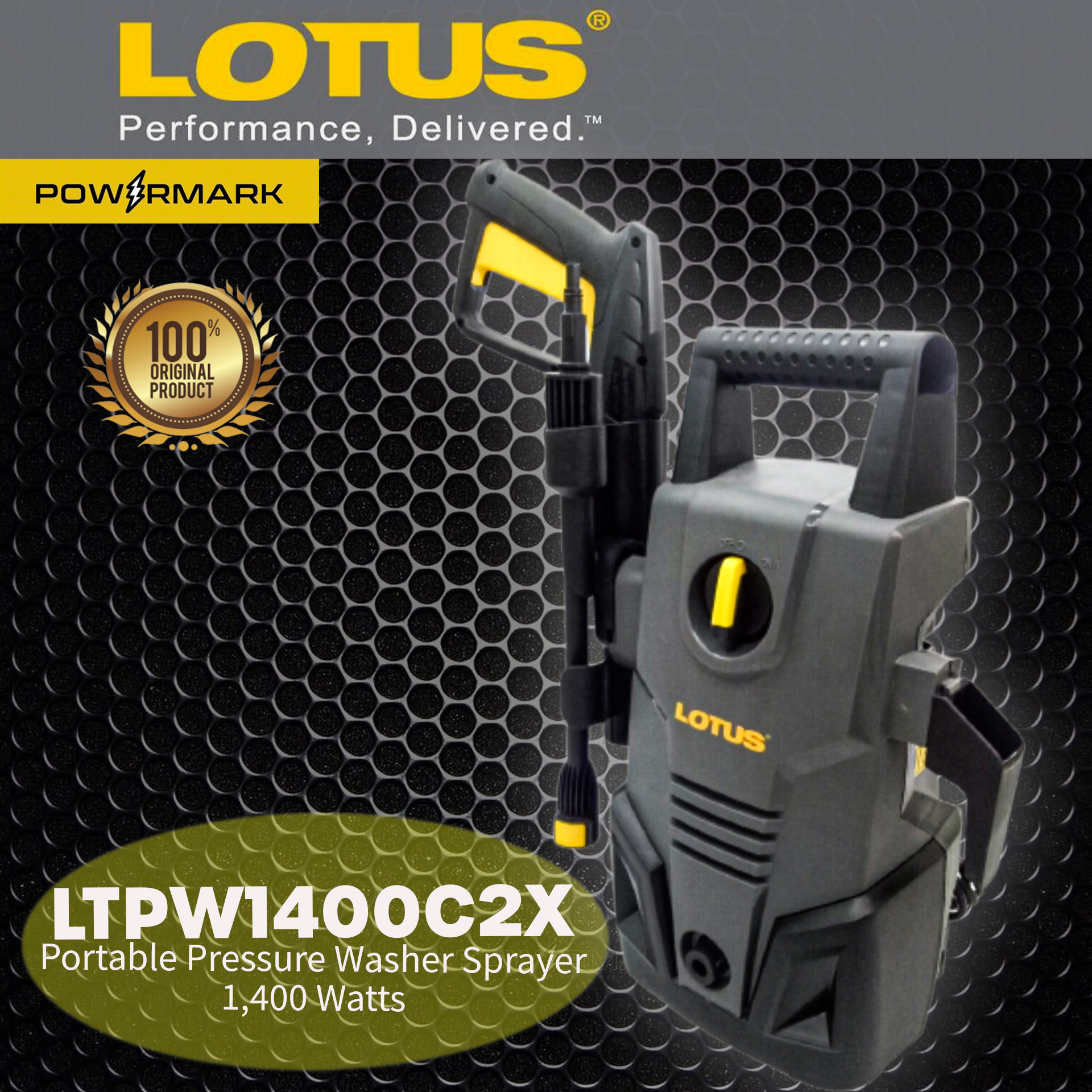 LOTUS LTPW1400C2X Portable Pressure Washer Sprayer 1,400 Watts ...