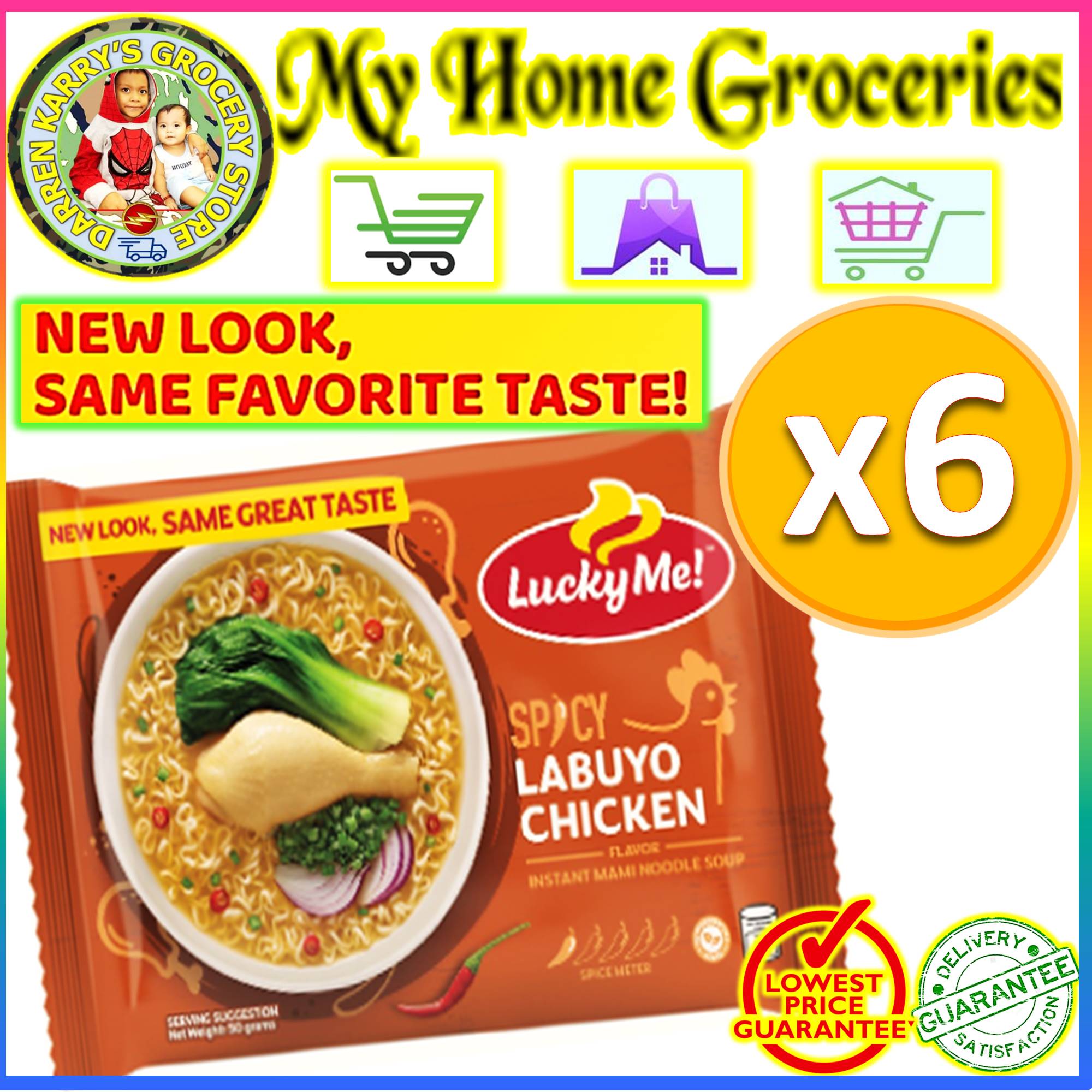 Lucky Me Spicy Labuyo Chicken Flavor 50gm x 6pcs Instant Mami Noodle ...