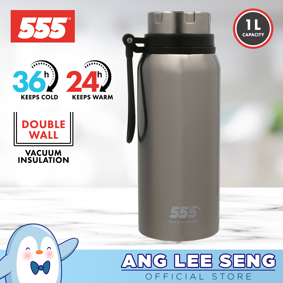 555 Stainless Steel Thermal Flask with Strap 1L | Lazada Singapore