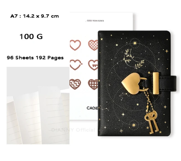Retro with Padlock Notebook and Journal A7 Sketchobook Lock Notepad ...