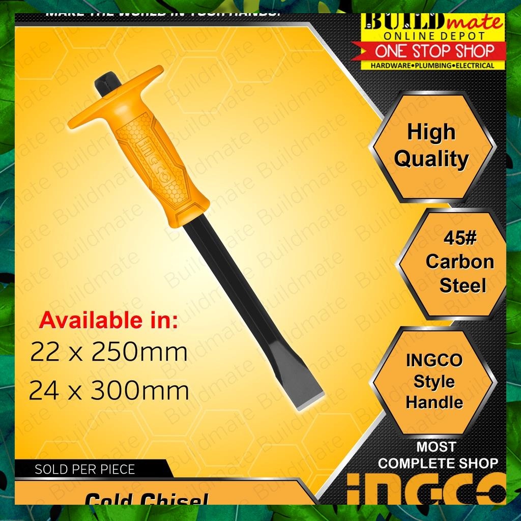 INGCO Original FLAT Cold Chisel 250mm 300mm Carbon Steel Plastic Handle ...