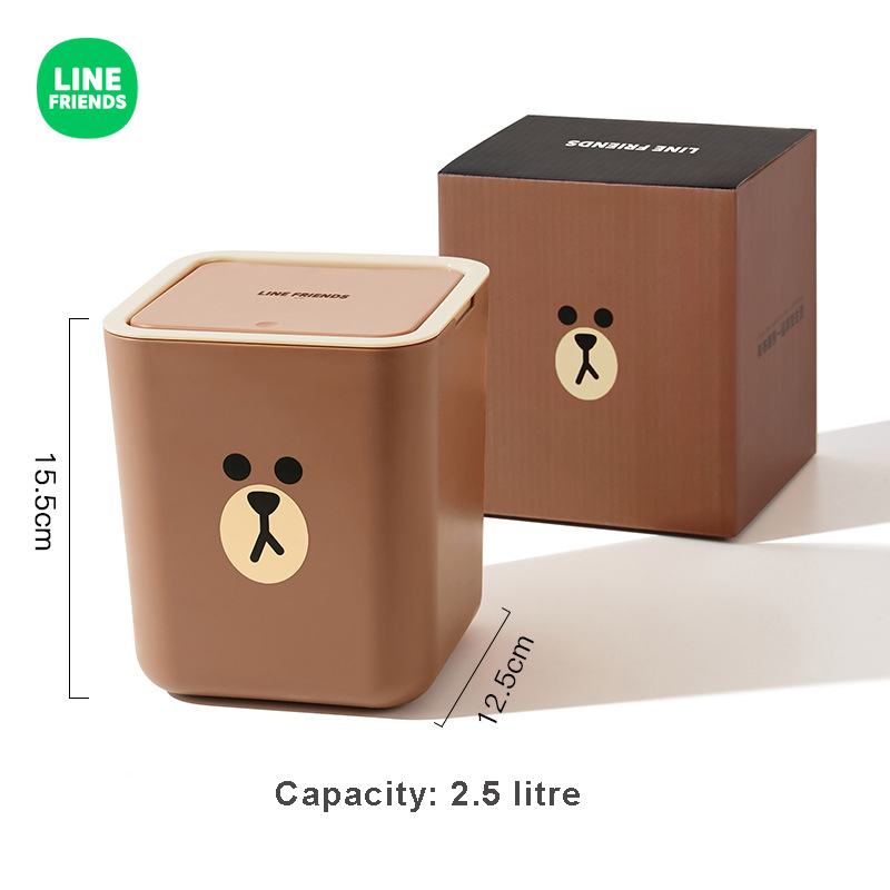 Line Friends Desktop Trash Bin Home Office Table Trash Can Storage Box ...