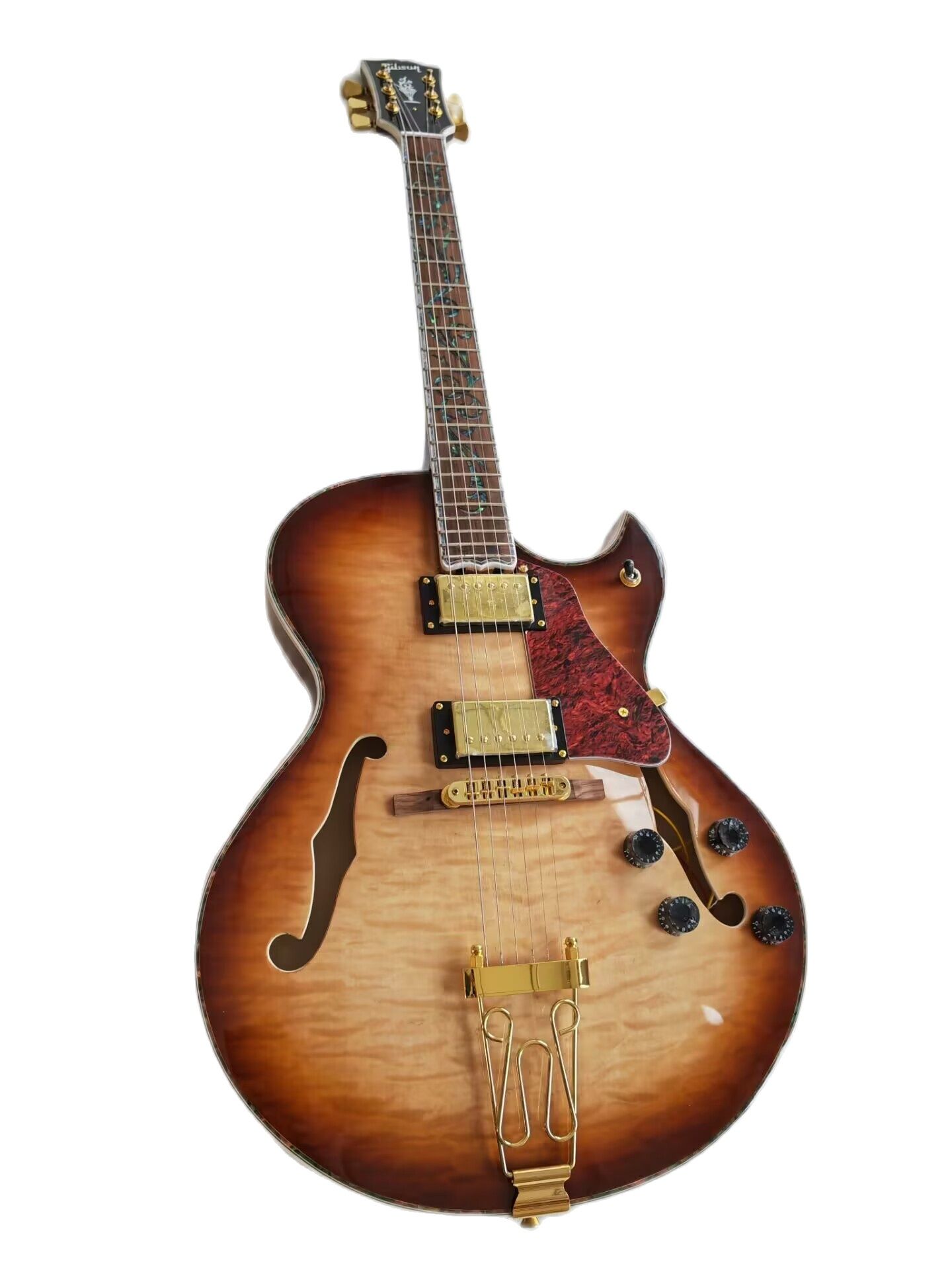 Gibson Honey Sunburst Electric Guitar Semi Hollow Body Flame Maple Top ...