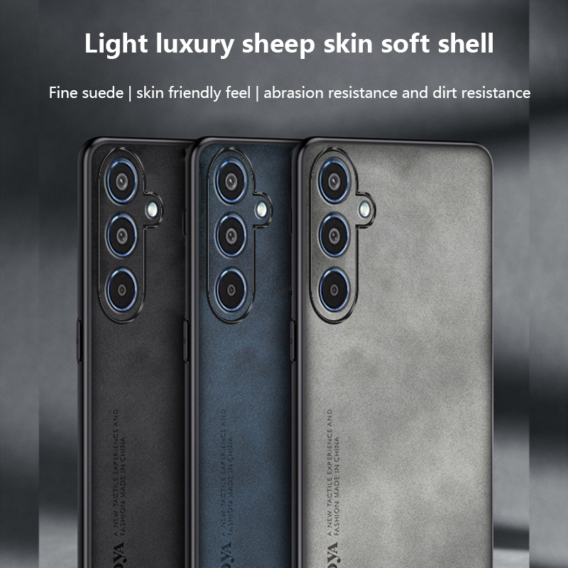 Tokifu For Samsung Galaxy M35 Lambskin Leather Pounch Silicone ...