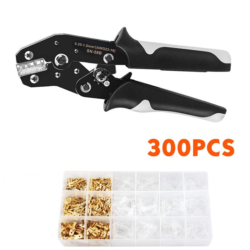 SN-58B Ratchet Crimping Plier Crimper Tool 0.25-2.5Mm² AWG24-13 For Dupont,TE,JST,Molex Terminal ...