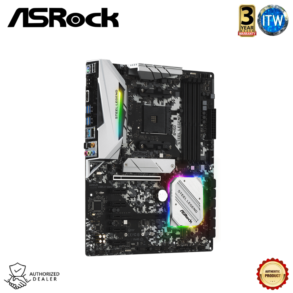 ASRock B450 Steel Legend Socket AMD AM4/ Chipset AMD B450/ DDR4/ SATA3 ...