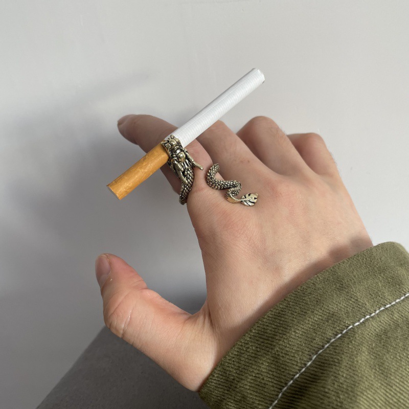 TEMU Dragon-shaped Open Finger Ring Trendy Smoking Cigarette Bracket ...