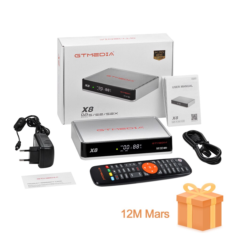 GTMEDIA X8 Mars DVB-S S2/S2X ในตัวเครื่องรับสัญญาณดาวเทียมโมดูล2.4G ...