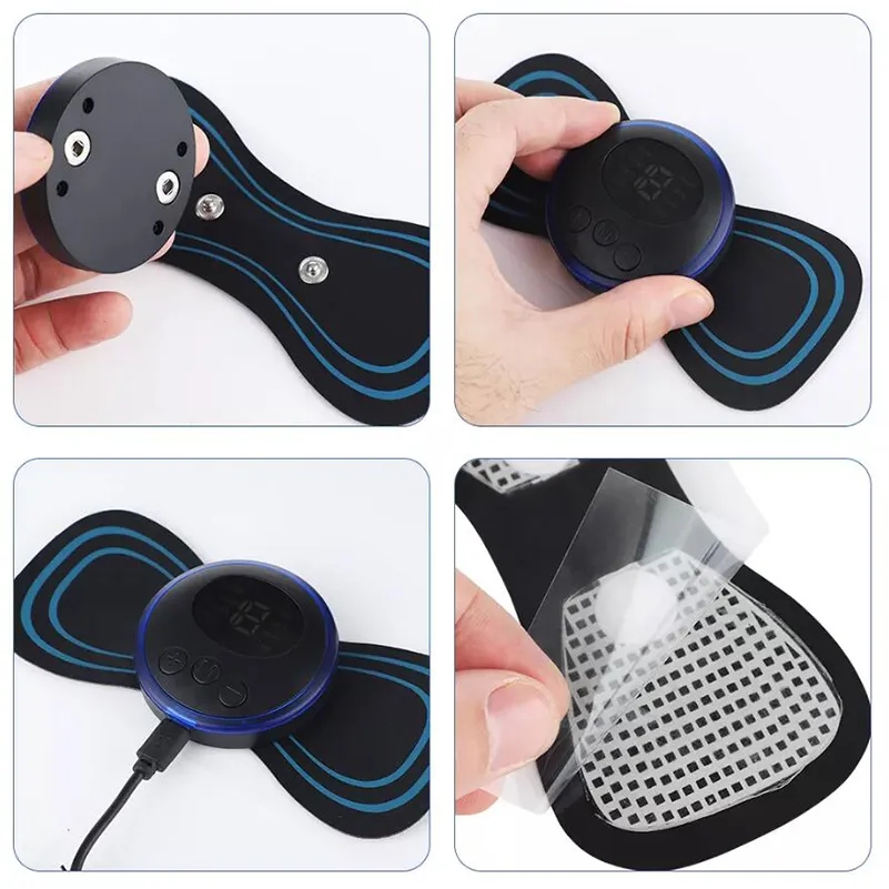Portable Mini Electric Neck Massager Spine Massage Patch Pain Relief ...