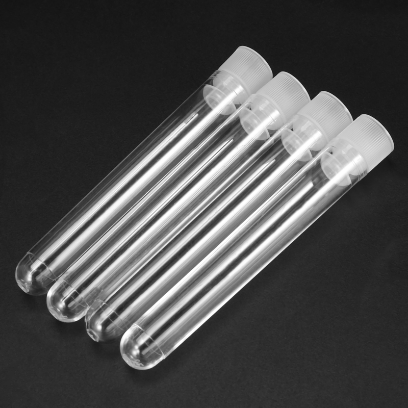 100Pcs Clear Plastic Test Tubes with White Screw Caps Sample Containers ...