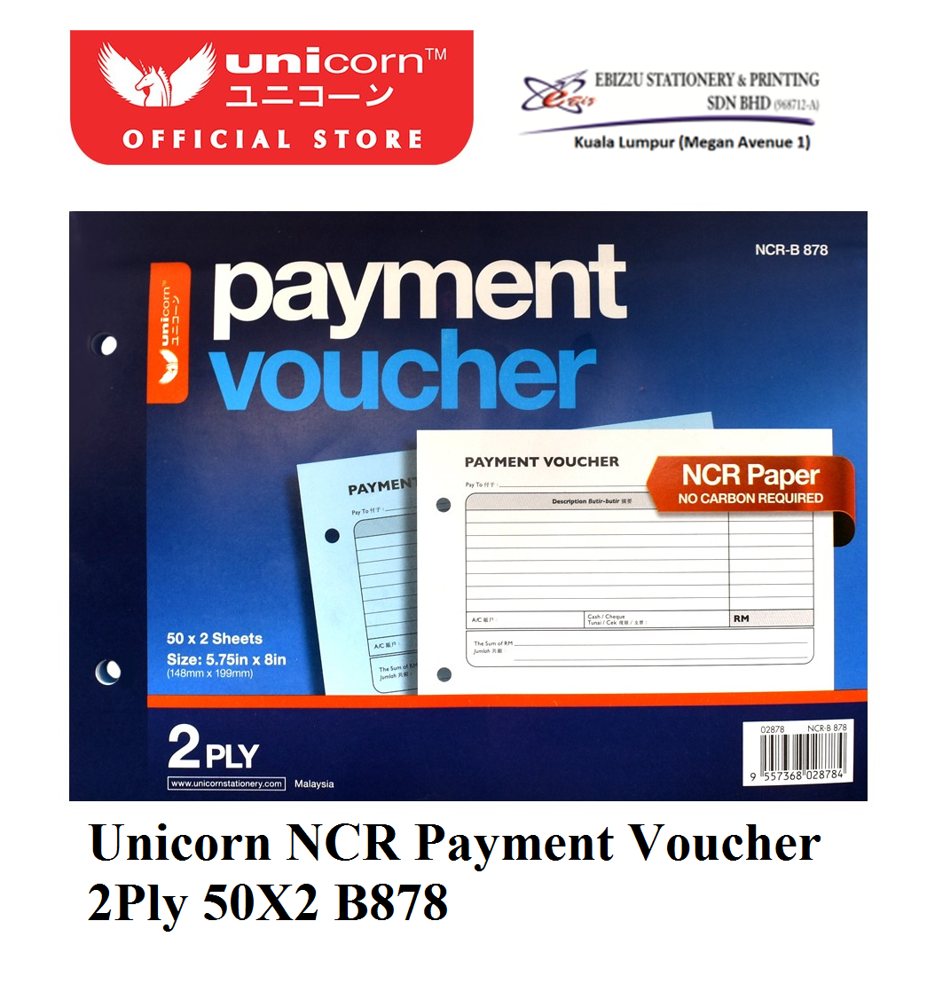 Unicorn NCR Payment Voucher 2Ply 50X2 B878 (bill book, payment voucher ...