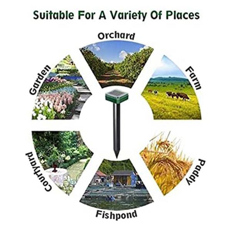 8 Pcs Outdoor Solar Ultrasonic Vibration Repeller Snake Repeller Mole ...