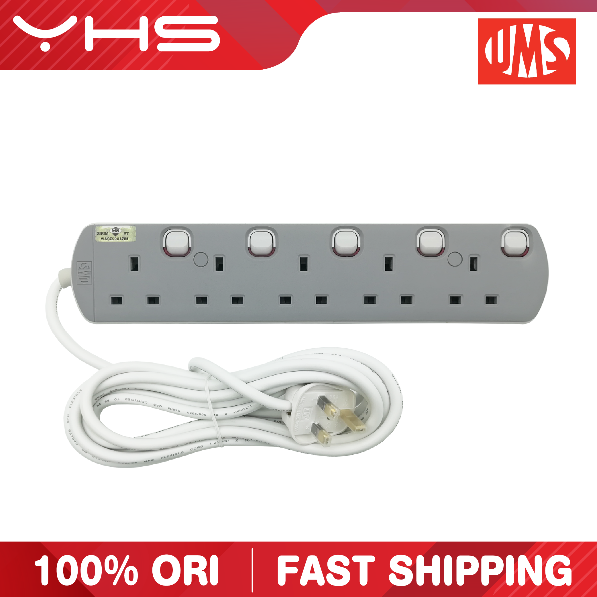 UMS SIRIM Approved 5 Gang Extension Socket 8513-N with 13A Socket ...