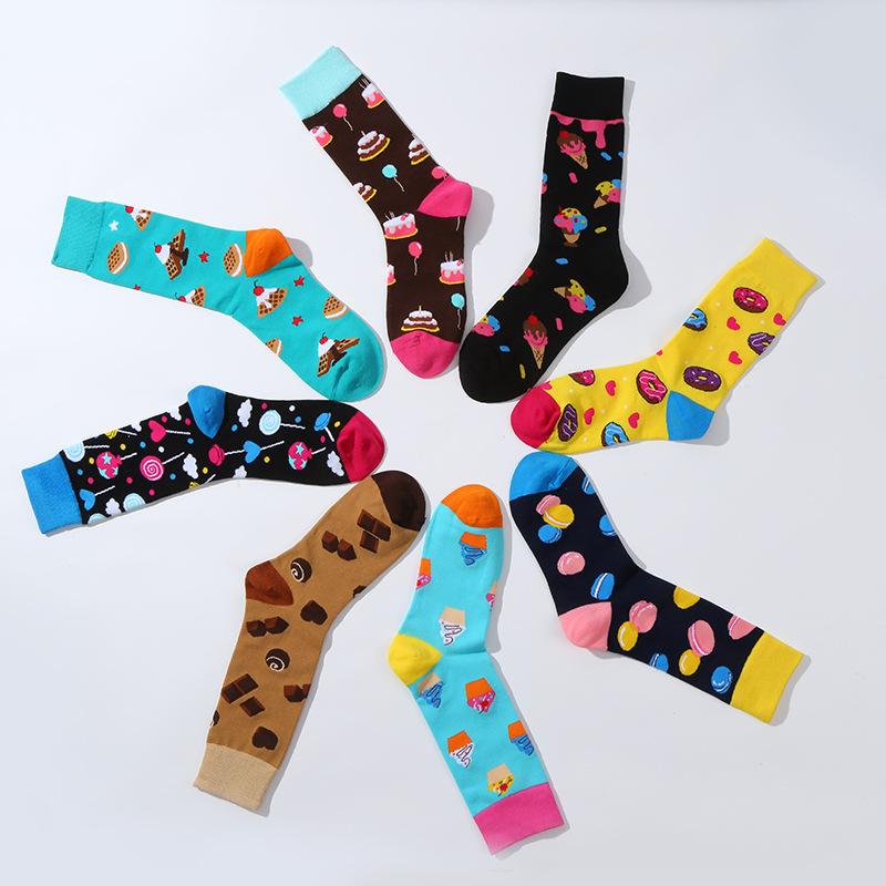 Women Happy Funny Socks with Printed Candy Food Art Cute Socks Cow ...