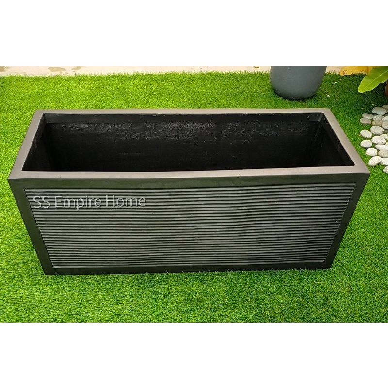 RUDI PB2 Black Line Planter Box Fiberglass Flower Pot Pasu Bunga Garden ...