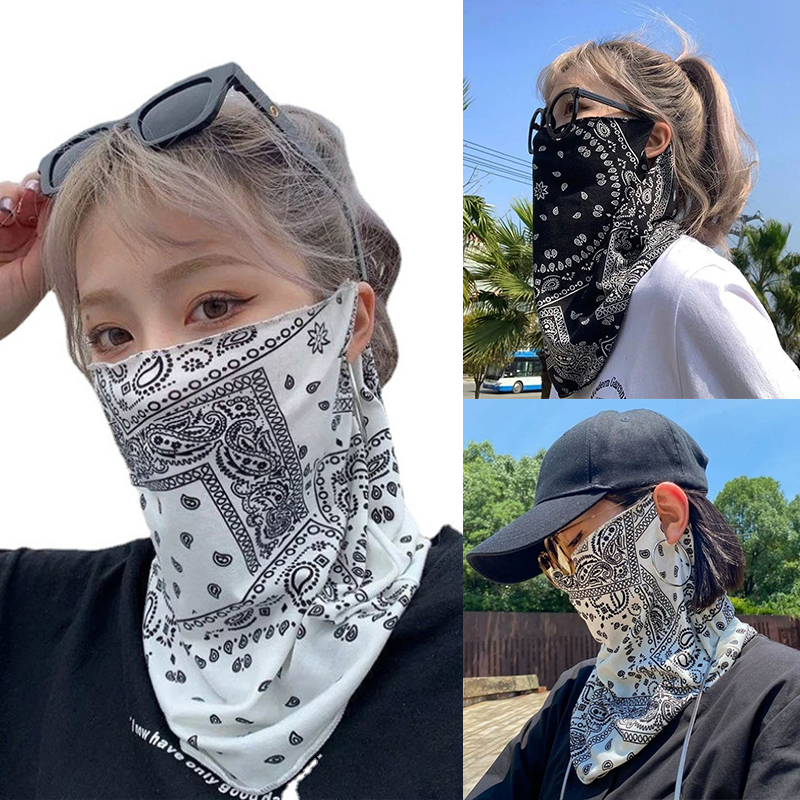 Summer Sun UV Wind Protection Chiffon Scarf Sunscreen Face Mask Neck ...