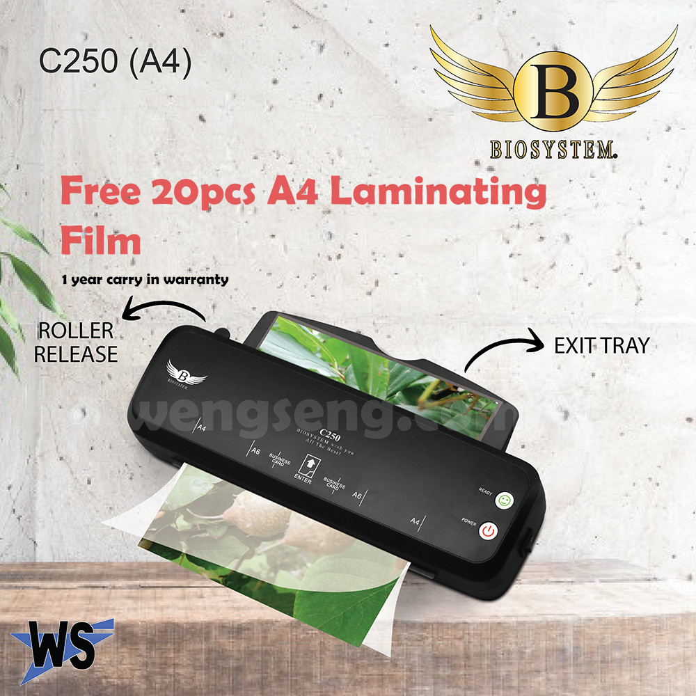 Biosystem C250 A4 Personal Laminator / laminating machine | Lazada
