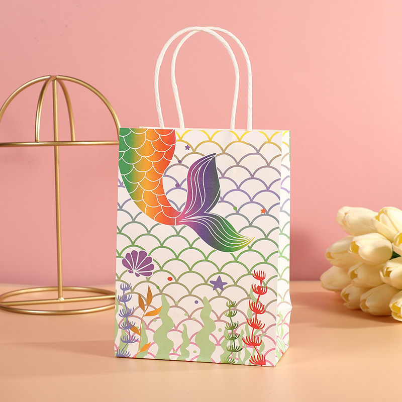 [SG] 10pcs Mermaid theme Paper Bag Kids Birthday goodie bag High ...