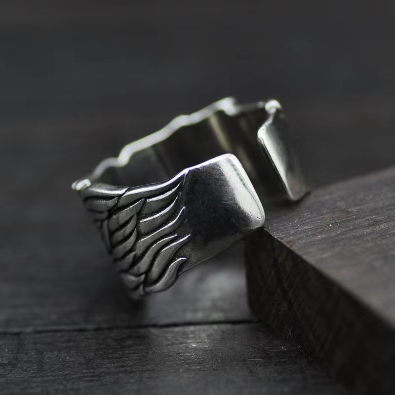Thai Silver Plating Ring Men's Trendy Distinctive Angel Wings Angel ...