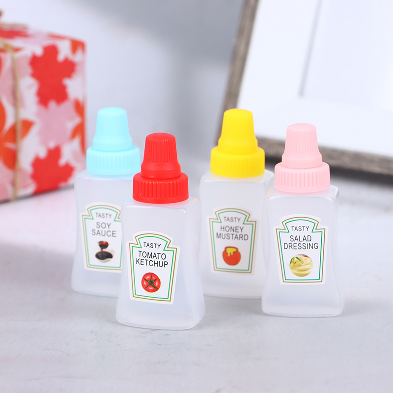 4Pcs/Set Mini Seasoning Sauce Bottle Portable Tomato Ketchup Bottle ...