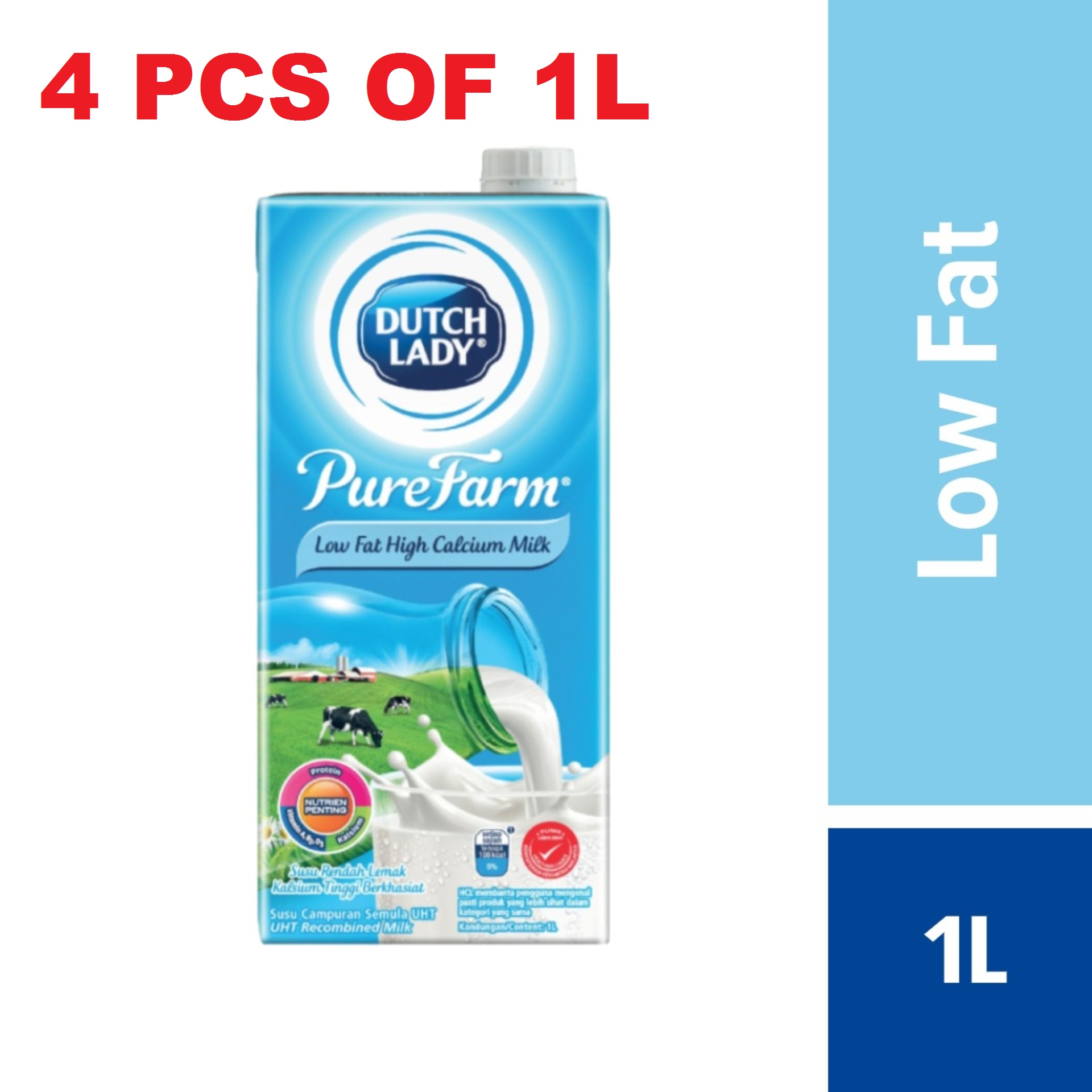 DUTCH LADY UHT LOW FAT MILK 4X1L | Lazada Singapore