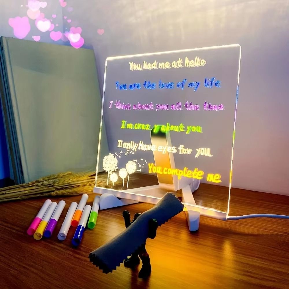 LED Note Board Acrylic Colorful LED Writing Board Erasable Decorative ...