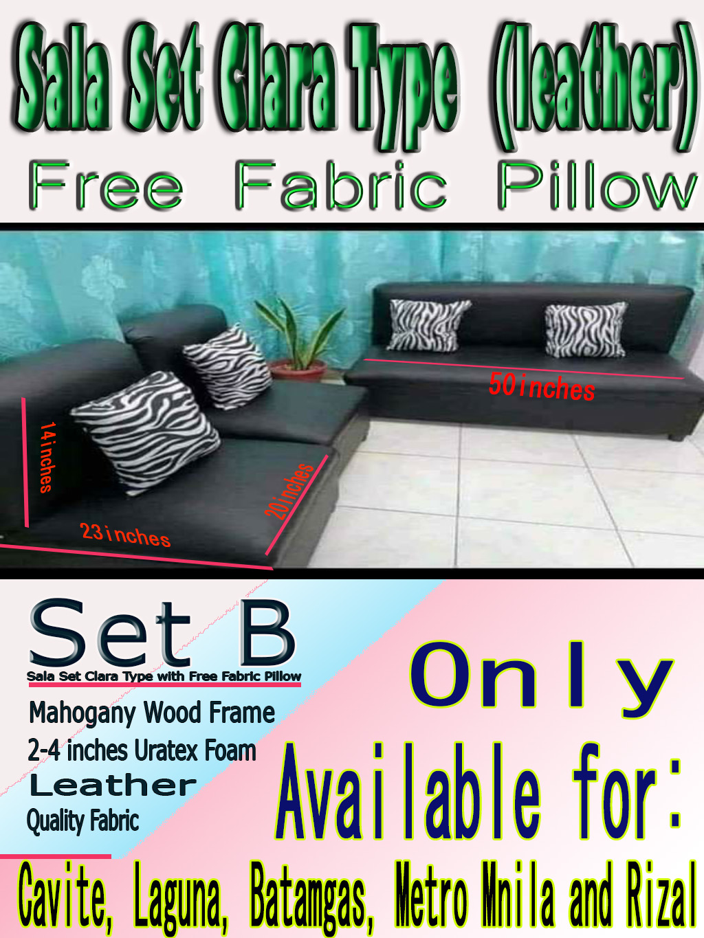 AXL Shop Zone Sala Set Clara, Leather with free fabric pillows | Lazada PH