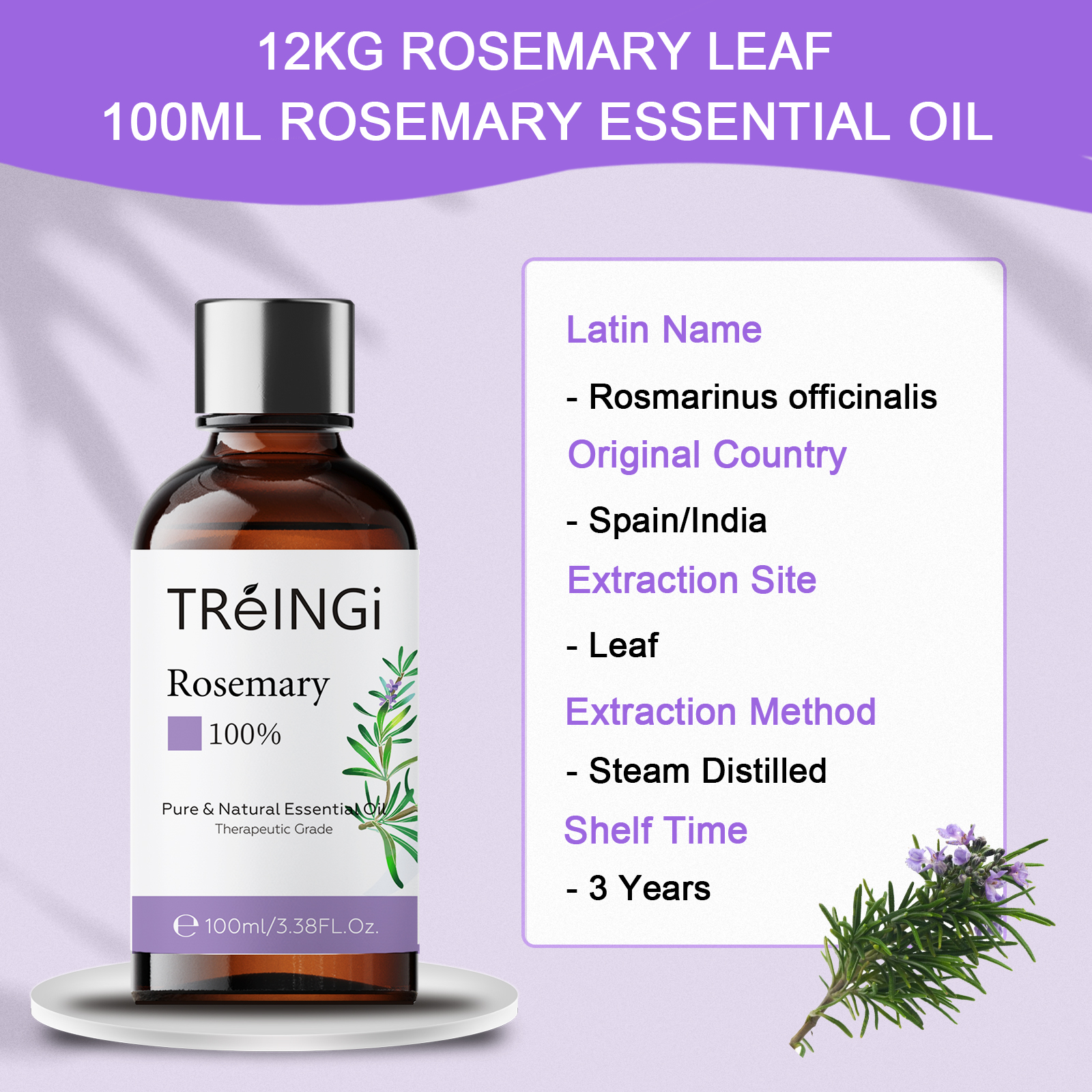 【Qitian MALL】Therapeutic Grade Rosemary Essential Oil Pure Hair Grow ...