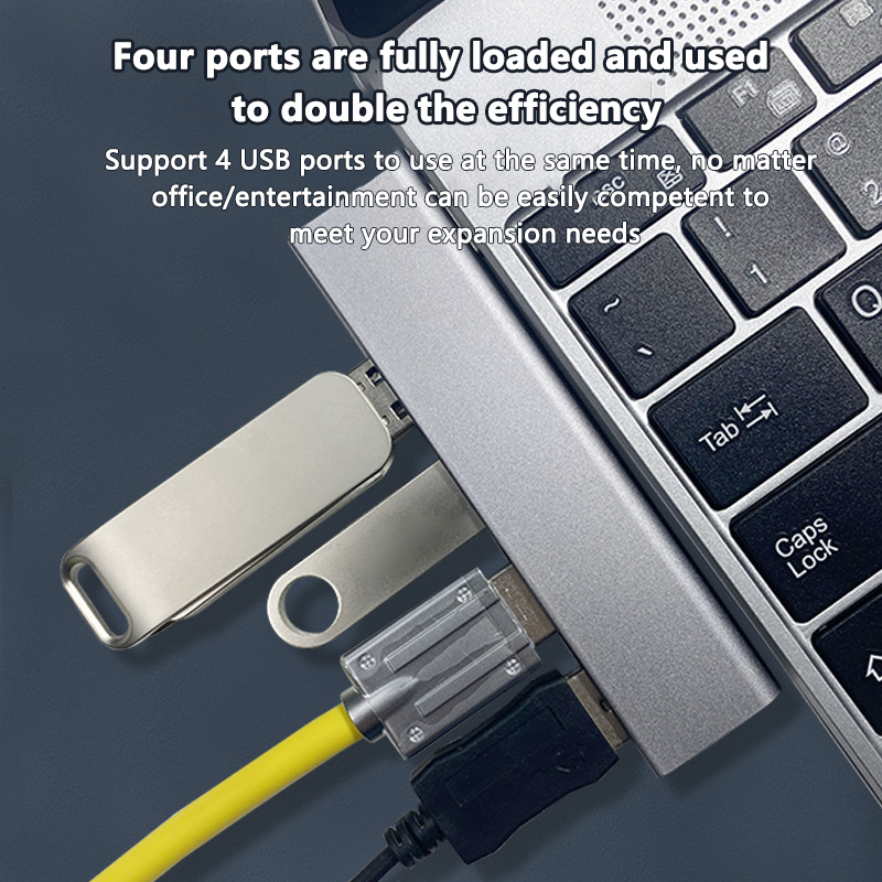 3 in 1 USB3.0 Hub 3 Ports Extended Plug Slim Portable USB PD Splitter ...