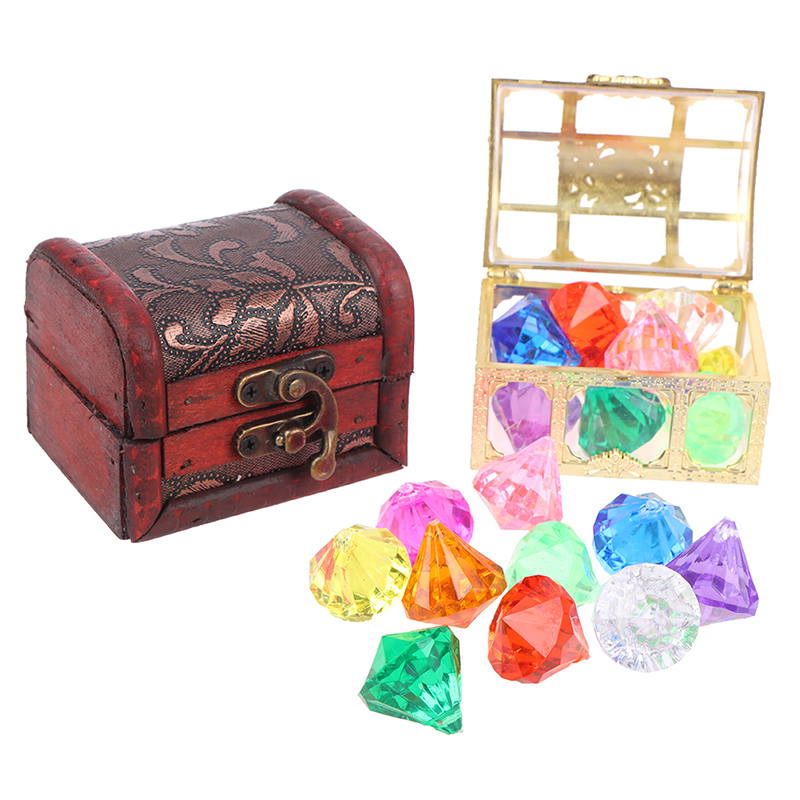 Diving Gem Pool Toy 10 Big Colorful Diamonds with Treasure Pirate Box ...