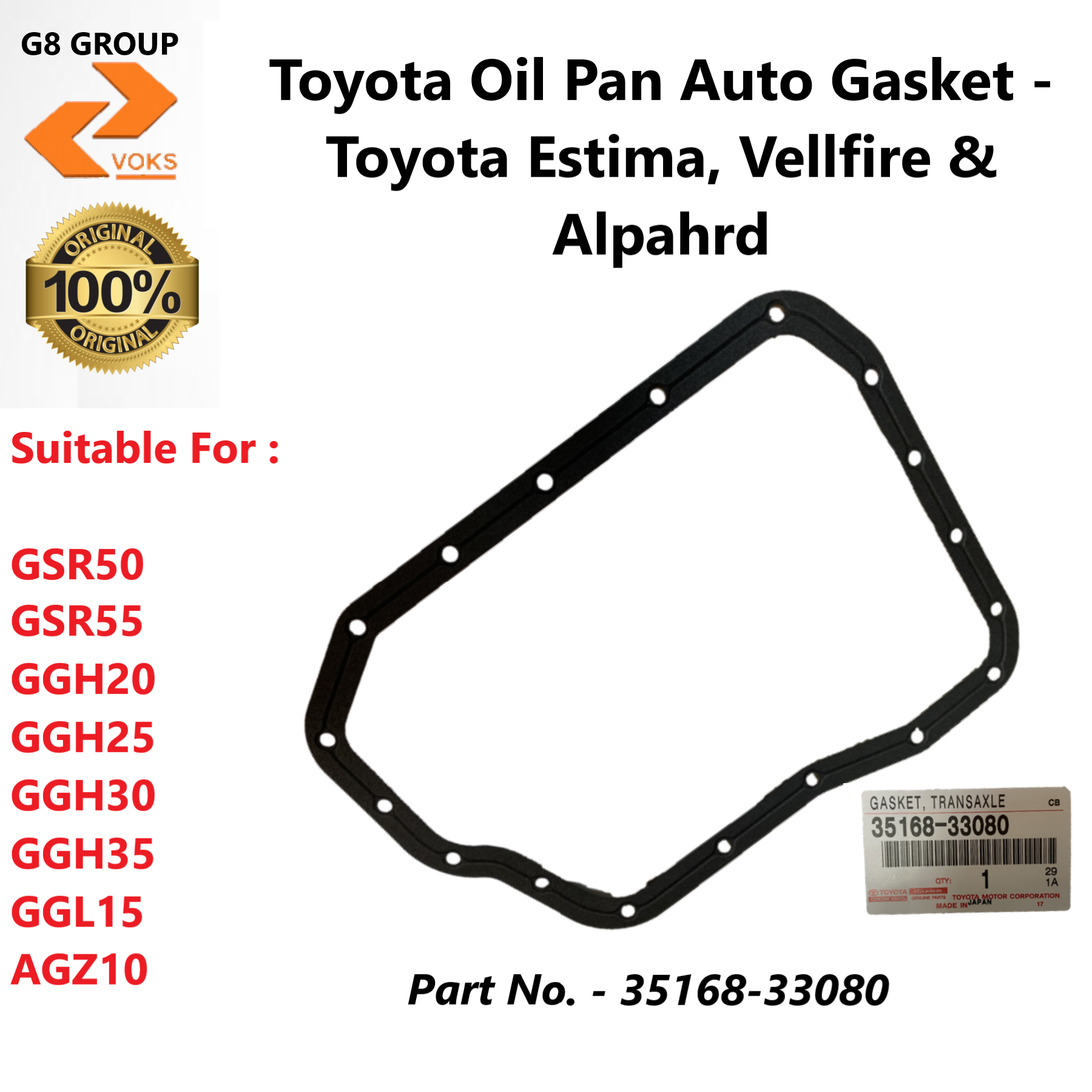 Toyota Oil Pan Auto Gasket - Toyota Estima, Vellfire & Alphard ( 35168 ...