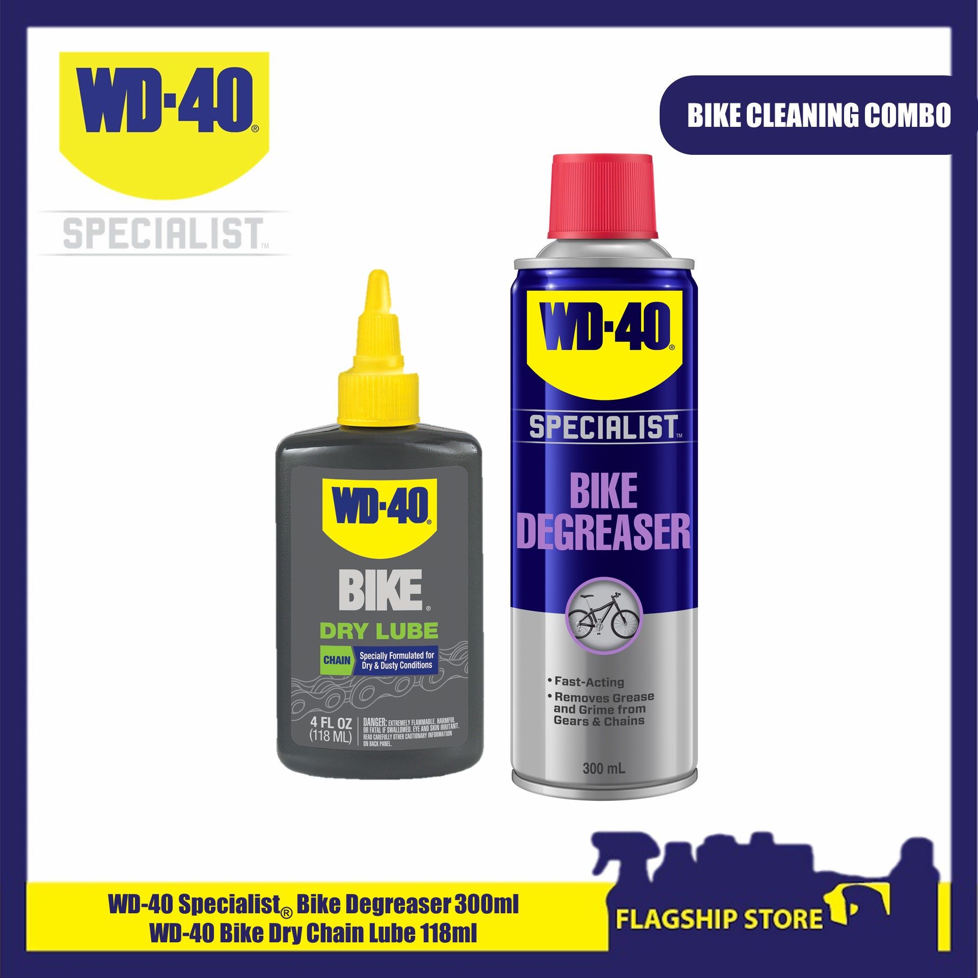 WD-40 Specialist Bike Degreaser 300ml + Bike Dry Chain Lube 118ml Combo Set | Lazada