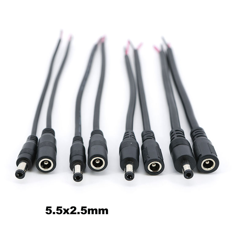 5.5MM x 2.5MM 2pin DC Male female 22/20/18/16awg Power Connector Plug ...