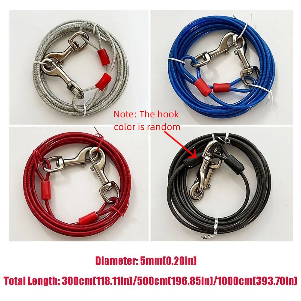 Dogs Accessories 3/5/10 Meter Dog Tie Out Cable Dual End Snap Hooks ...