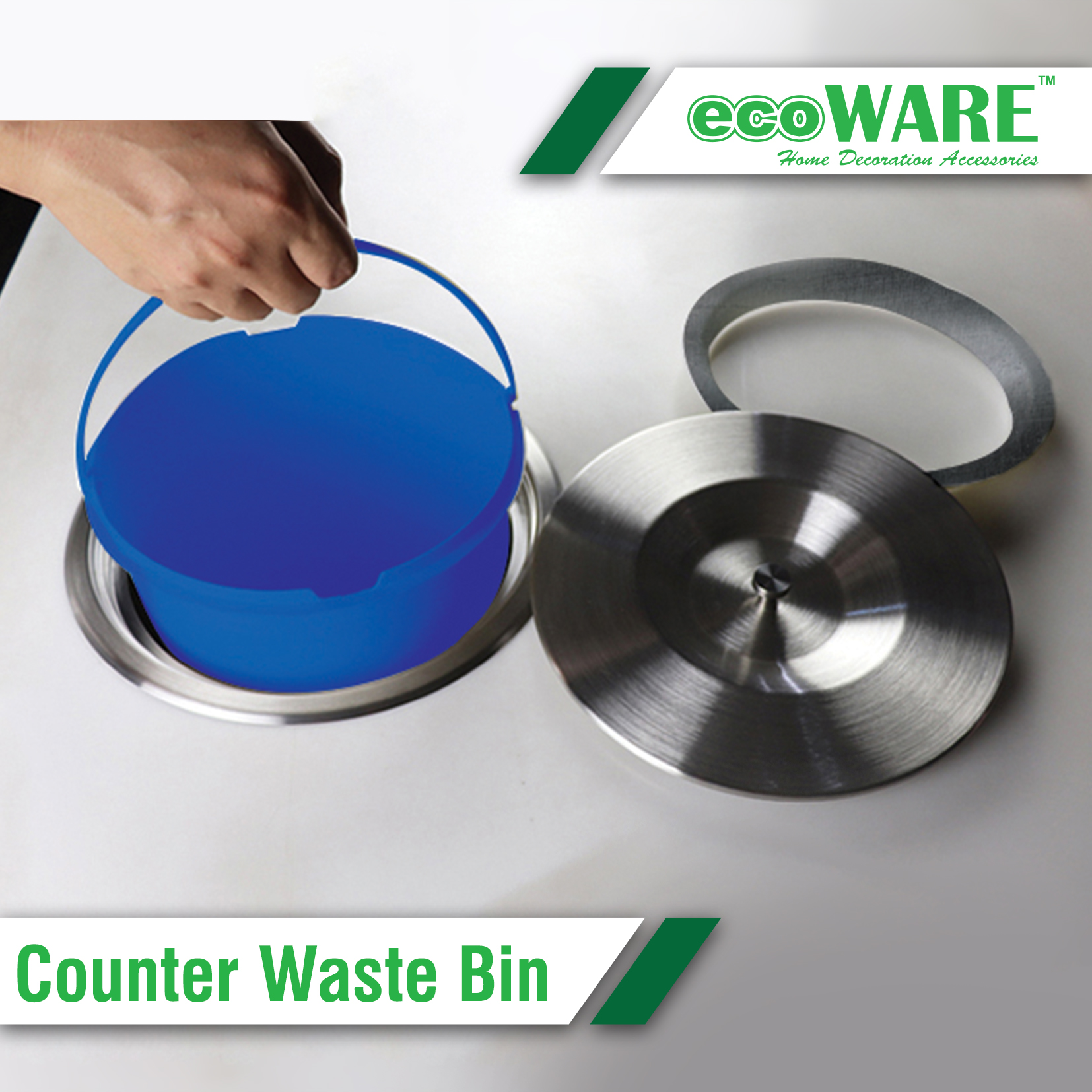 ecoWARE Stainless Steel Counter Waste Bin | Lazada