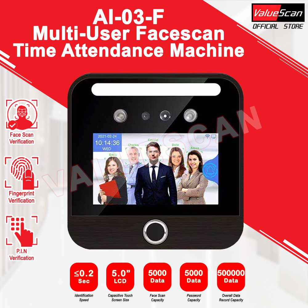 AI 03F Multi-User Face scan Time Attendance Machine Face Recognition ...
