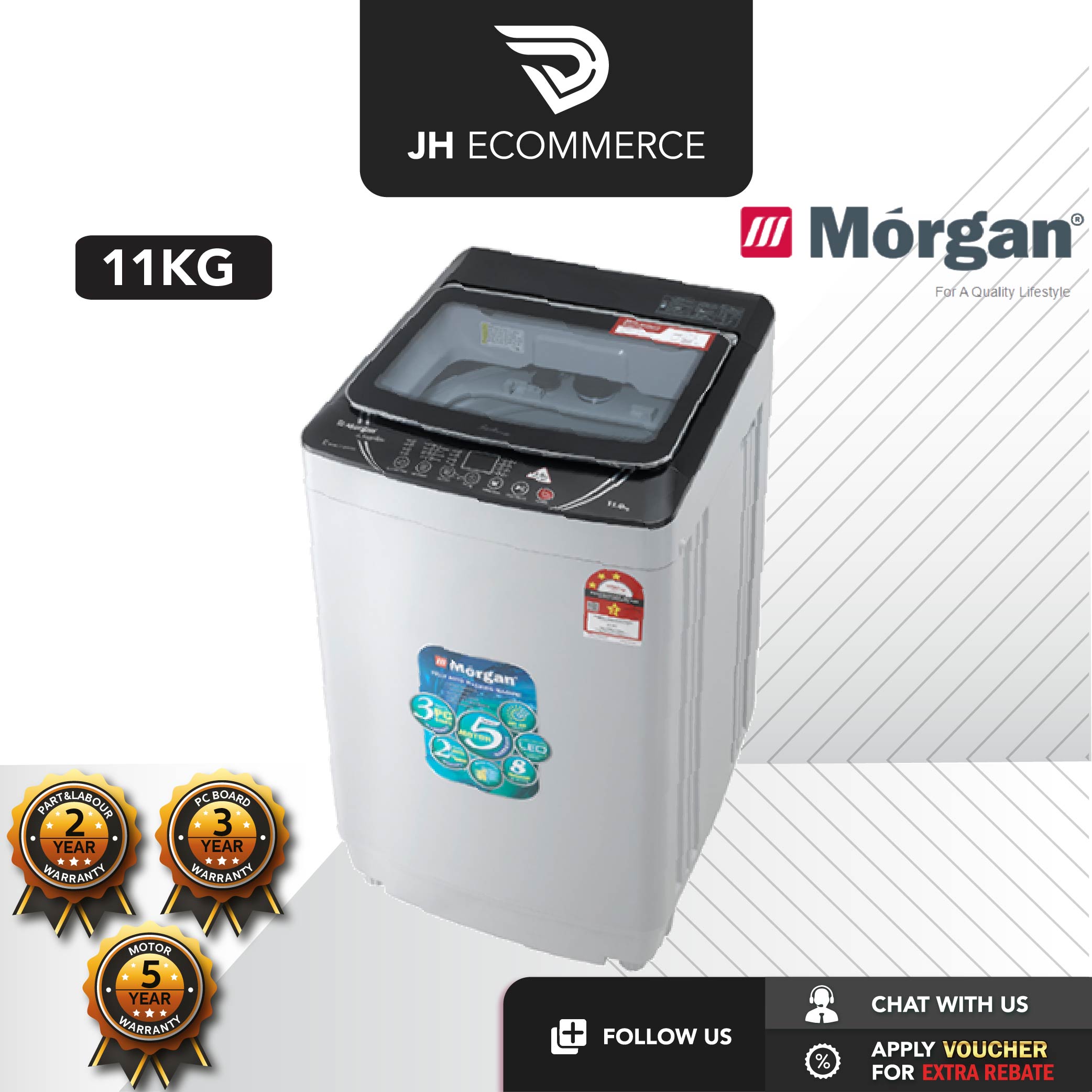 Morgan 11KG Fully Auto Washing Machine MWM-11 SAPPHIRE | Sharp 10KG ...