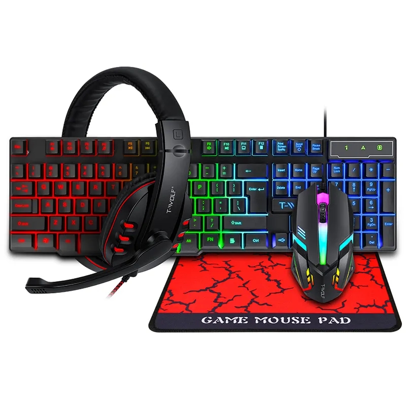 4in1 Gaming Keyboard Mouse Headphone Mousepad Wireless Keyboard And Mouse Combo Rgb Gaming Combo