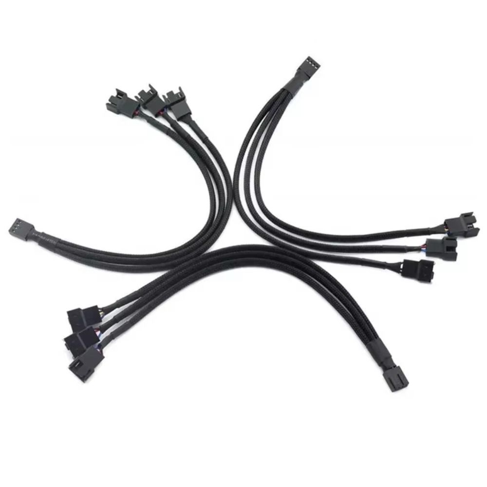 Male To Female 4 Pin Pwm Fan Cable Connector Black Sleeved Temperature ...
