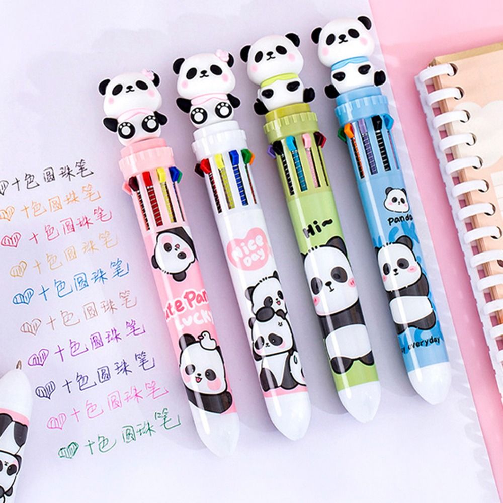 0.5mm Cartoon Panda Ballpoint Pen 10 In Cute Colorful Ink Gel Pen ...
