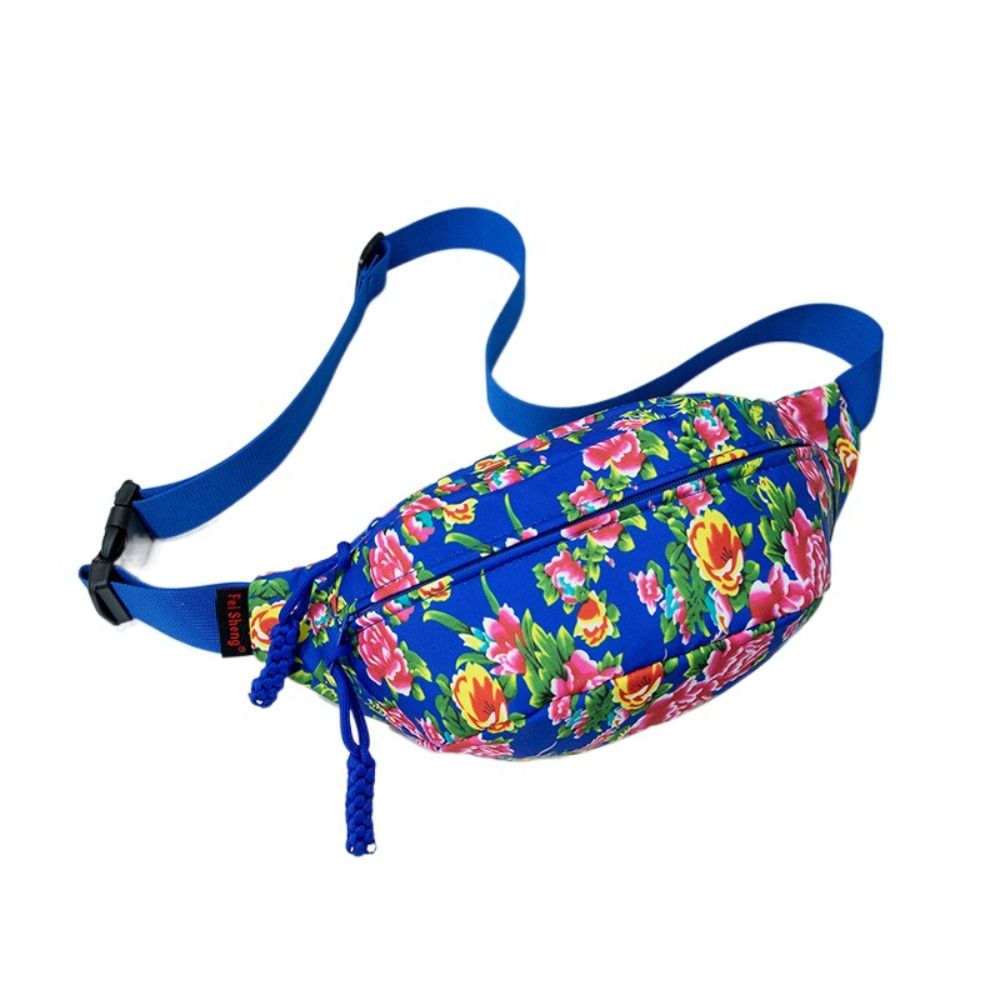 ANGY ไนลอนทำจากไนลอน กระเป๋าผ้าใบสะพายข้าง ลายดอกไม้ลาย ซิปมีซิป ...