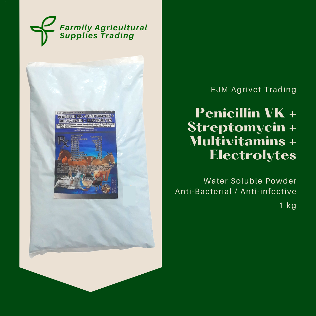 EJM Penicillin VK + Streptomycin + Multivitamins + Electrolytes Water ...