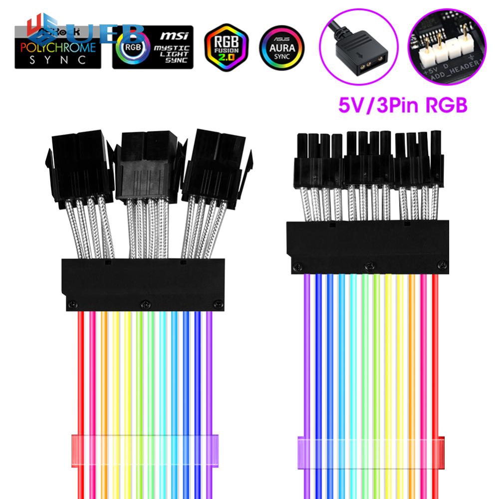 PSU Extension Cable Addressable RGB ATX 24Pin PCIe GPU Dual Triple 8 ...